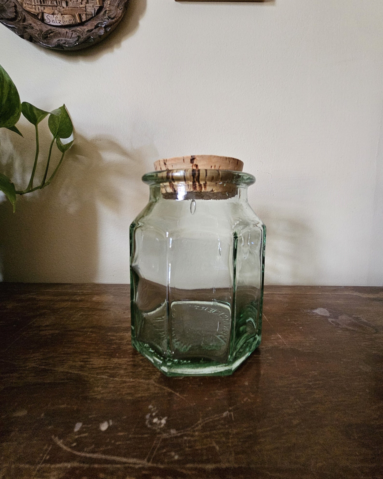Vintage Ben Rickert Wayne N.J Octagonal Aqua Glass Jar With Cork Lid - Etsy