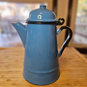 Vintage Enamel Coffee Pot / Blue Enamel Ware - Etsy