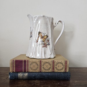 Vintage Speckled Ceramic Pitcher With Butterflies - Etsy