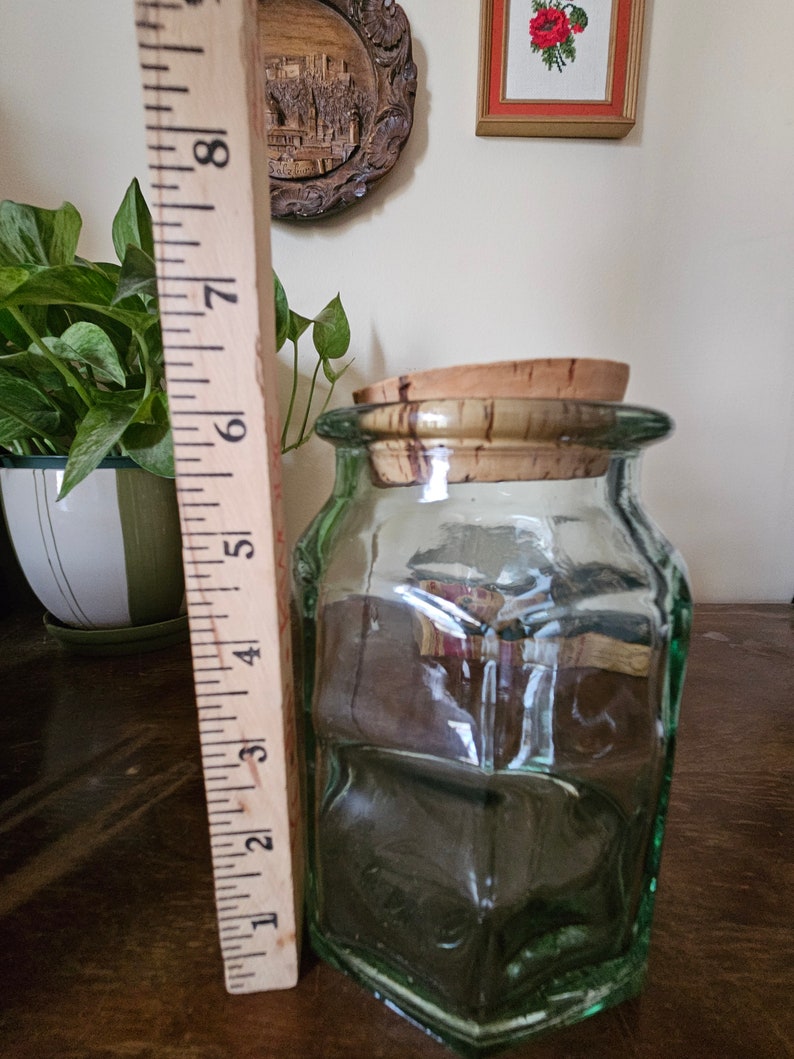 Vintage Ben Rickert Wayne N.J Octagonal Aqua Glass Jar With Cork Lid - Etsy