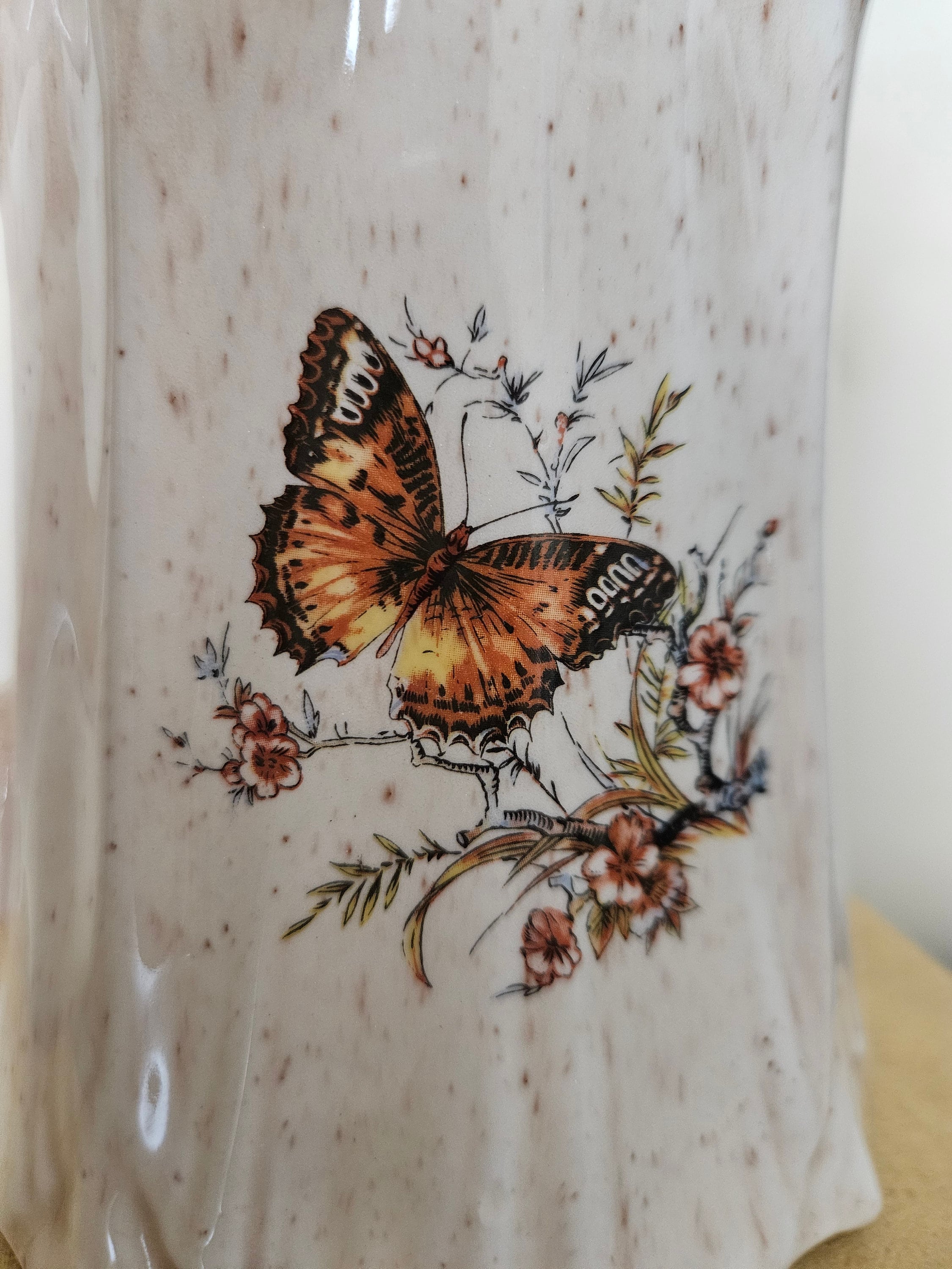 Vintage Speckled Ceramic Pitcher With Butterflies - Etsy