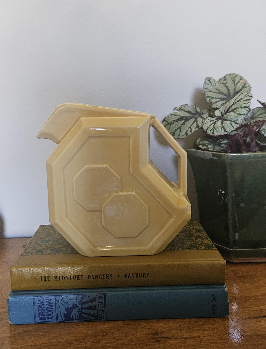 Vintage Yellow Alamo Pottery Pitcher With Geometric Octagon Shapes - Etsy