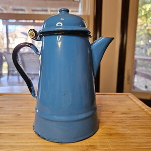 Vintage Enamel Coffee Pot / Blue Enamel Ware - Etsy