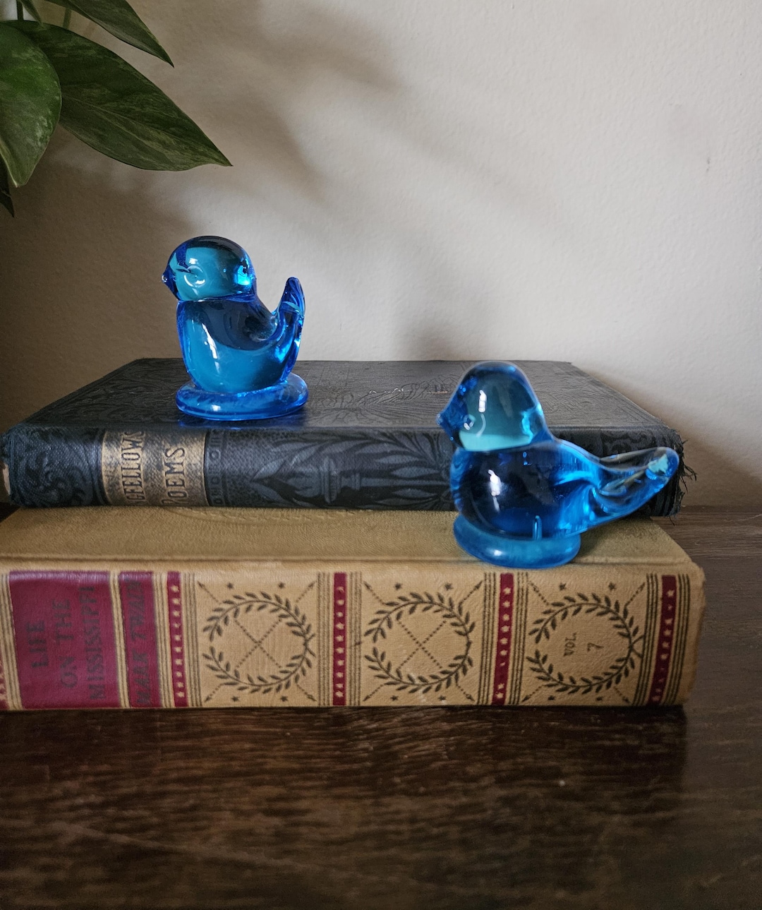Pair of Vintage Blue Glass Birds / Blue Birds of Happiness - Etsy