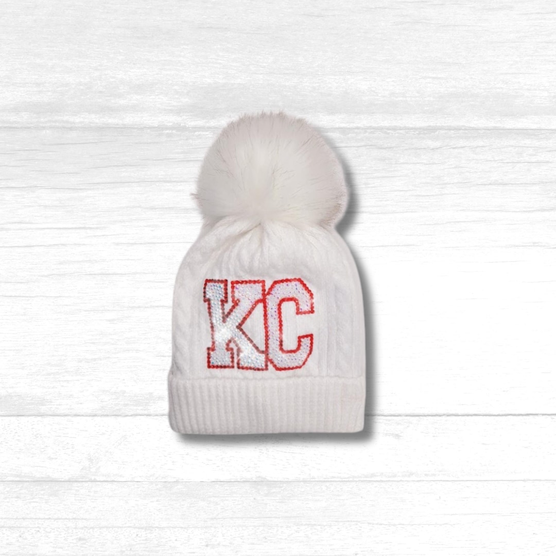 White KC Chiefs Luxe Crystal Ombre Beanie | Kansas City Chiefs Hat ...
