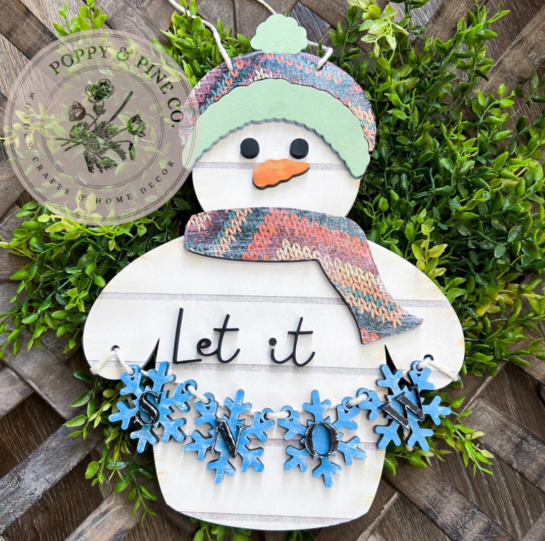 Let It Snow Snowman Sign| Laser Cut File| SVG| Shiplap| Glowforge ...