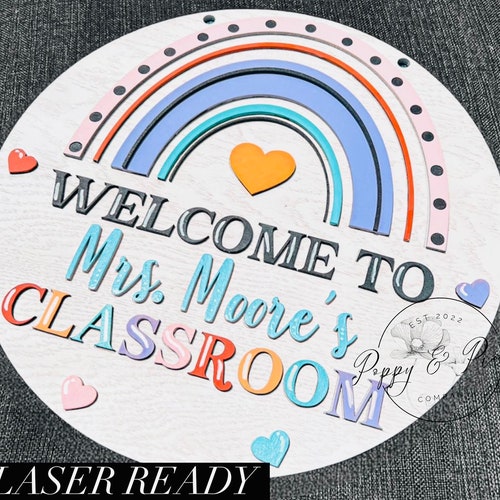 Boho Rainbow Welcome Classroom Sign Download Laser Cut File - Etsy