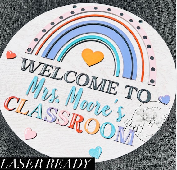 Boho Rainbow Welcome Classroom Sign Download Laser Cut File - Etsy