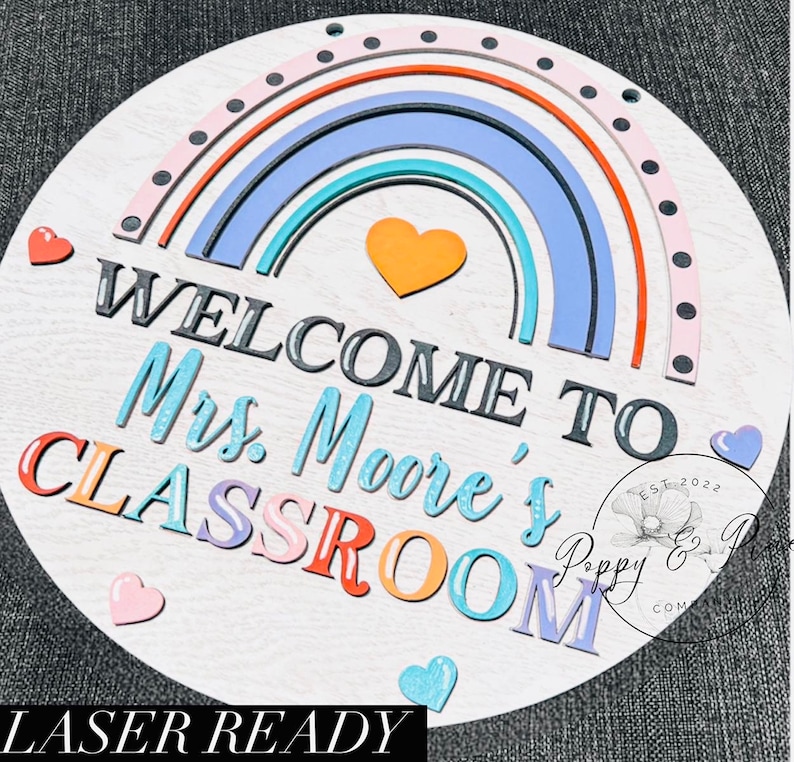 Boho Rainbow Welcome Classroom Sign Download Laser Cut File - Etsy