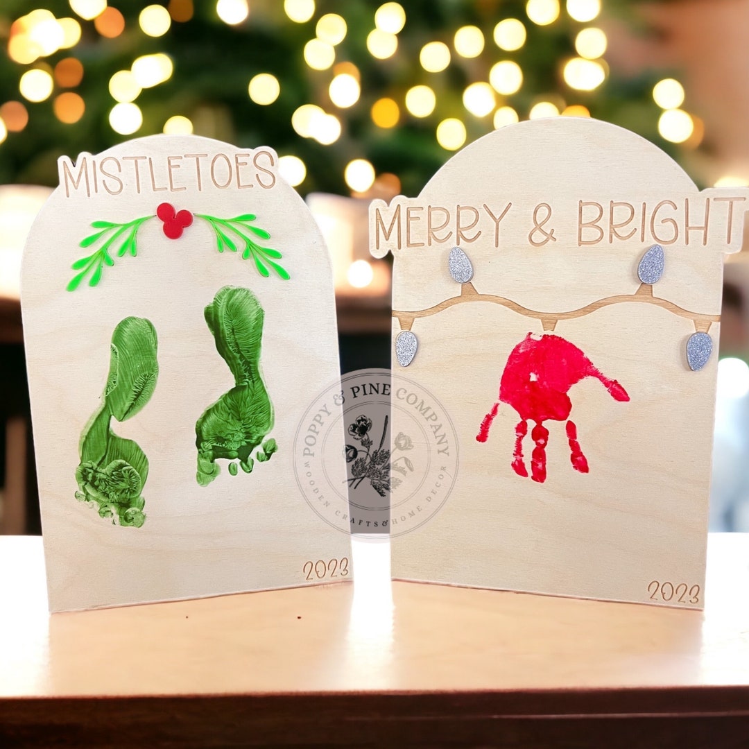 Handprint Footprint Christmas Signs | Laser | DIGITAL FILE - Etsy
