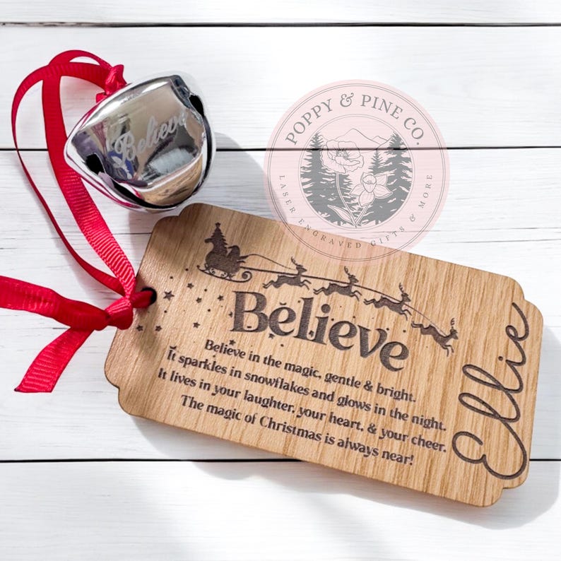 Christmas Magic Believe Name Tag DIGITAL FILE - Etsy