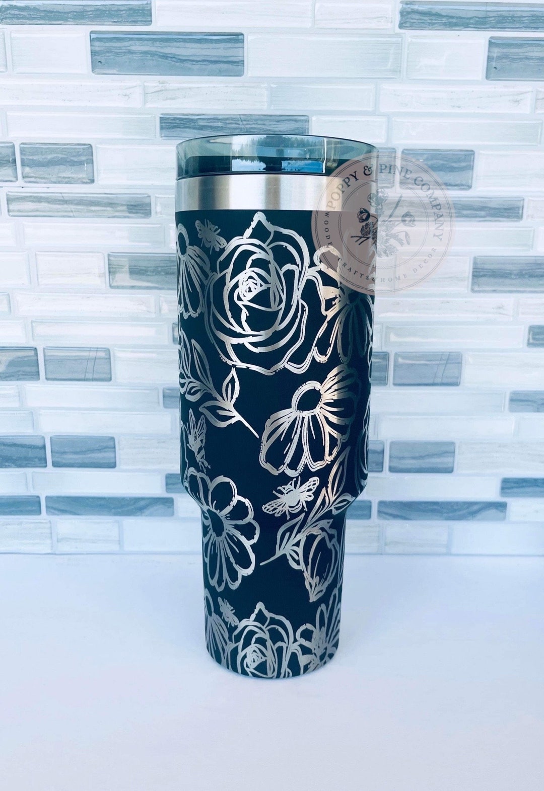 Floral Bee Design Full 40 Oz Cup| Digital| Laser Cup Wrap - Etsy