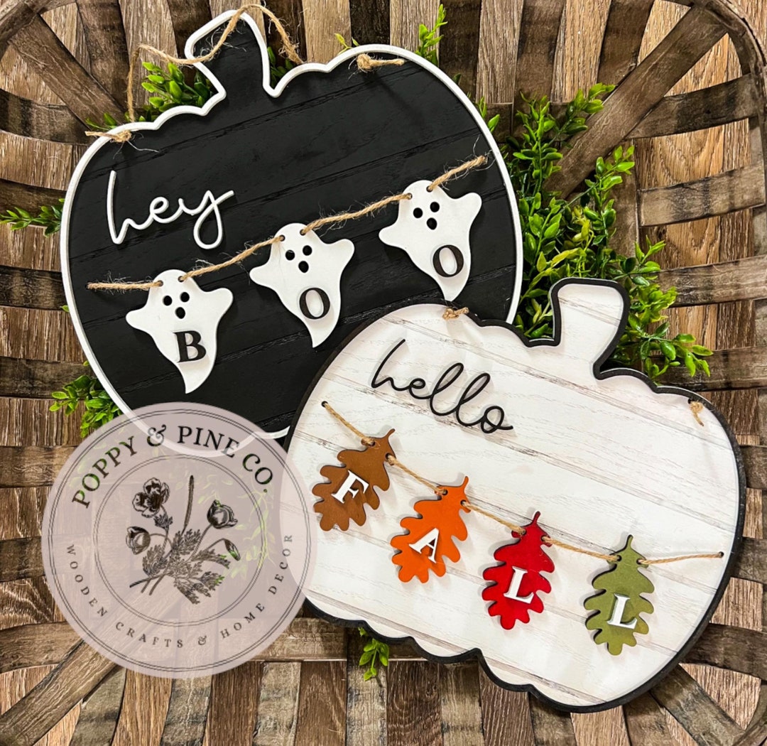 Hello Fall Hey Boo Sign| Laser Cut File| SVG| Glowforge| Fall ...