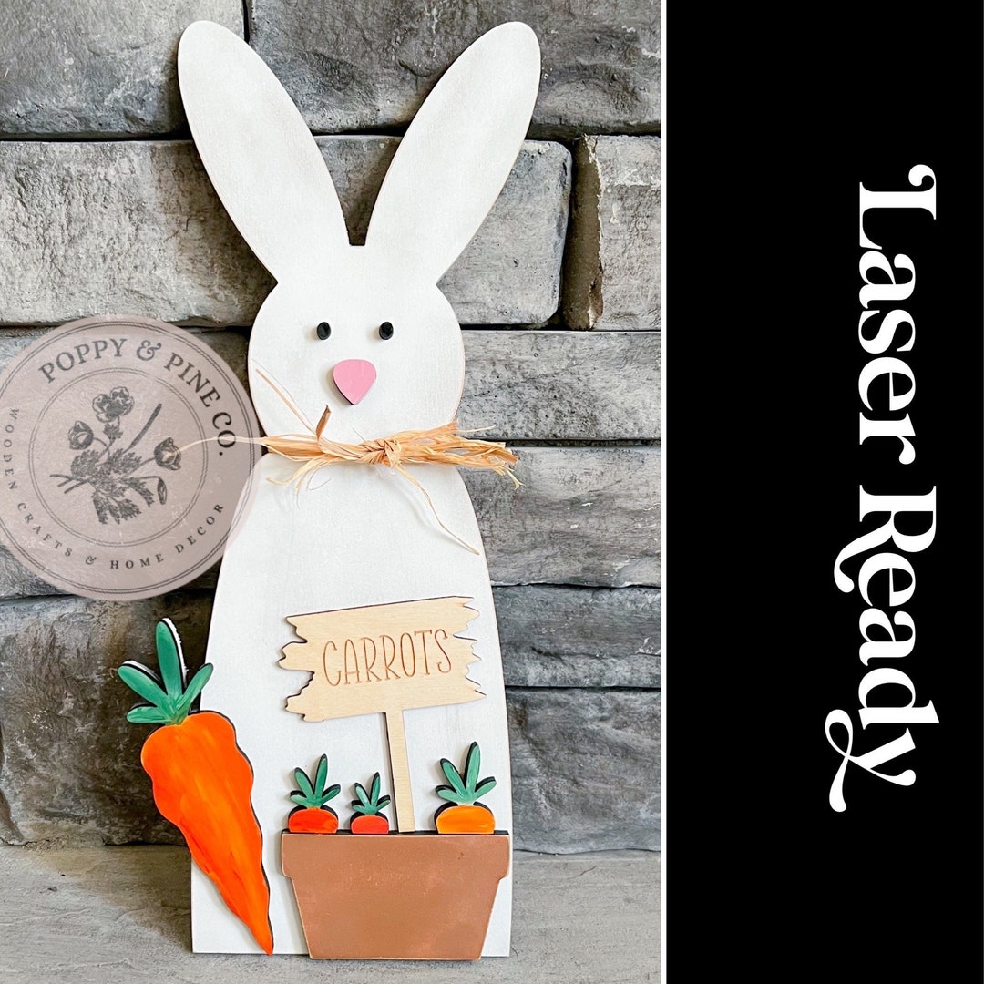 Bunny Carrot Leaner | Laser File| Easter| Spring| SVG - Etsy