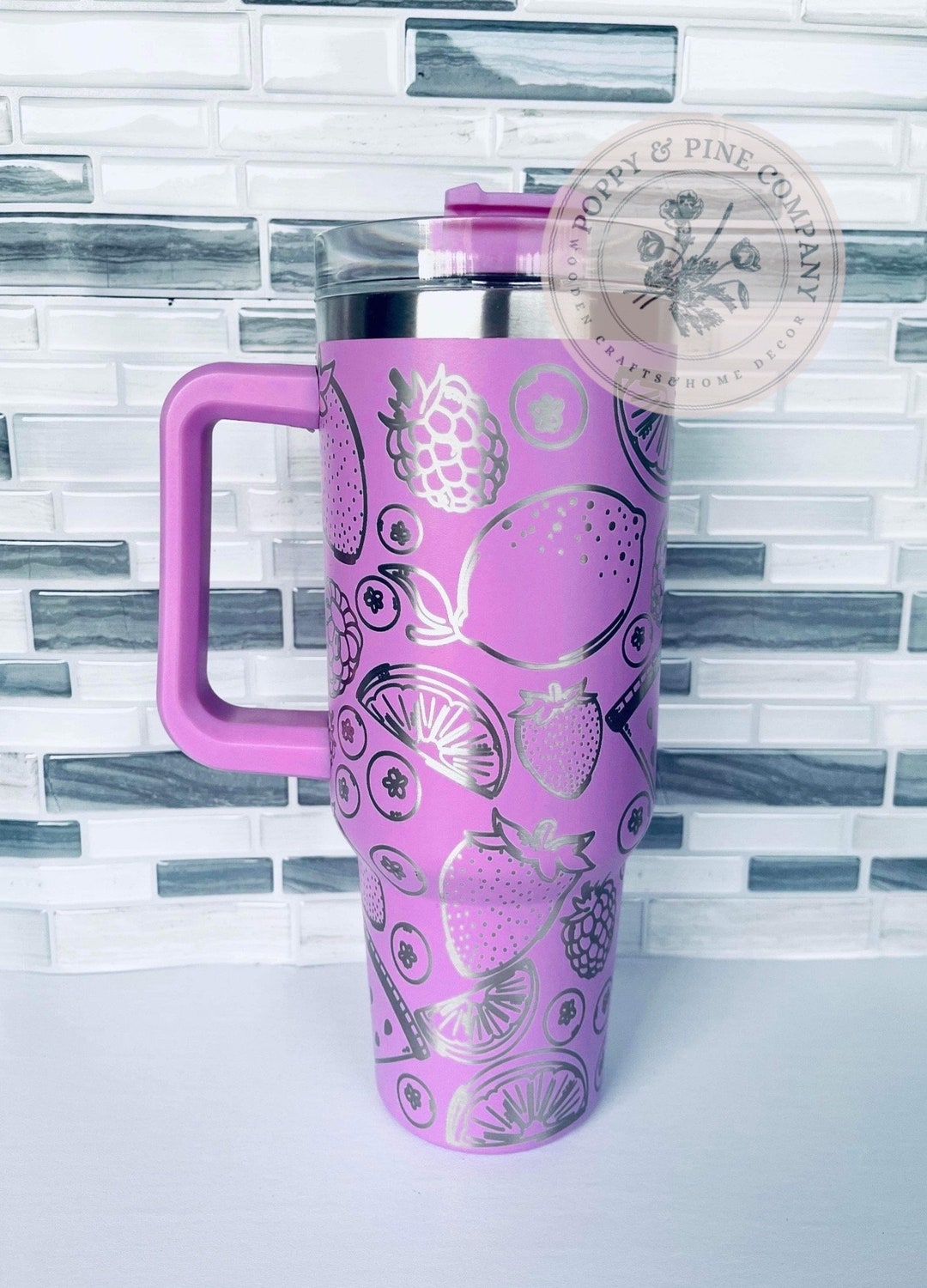 Hand Drawn Summer Fruit Berry Design Full 40 Oz Strawberry| Watermelon ...