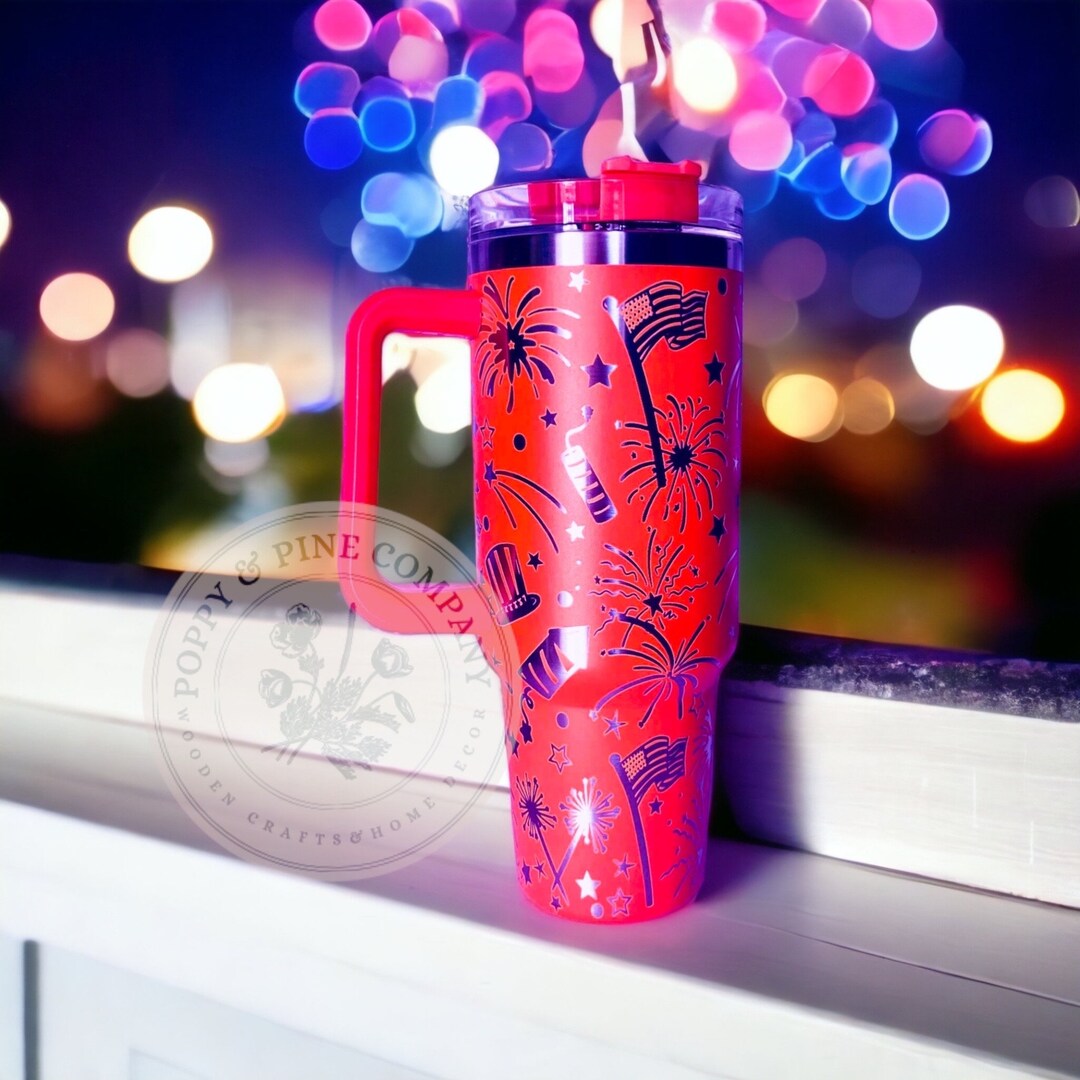 American Fireworks Full 40 Oz Cup| Fourth of July| Digital| Laser Cup ...