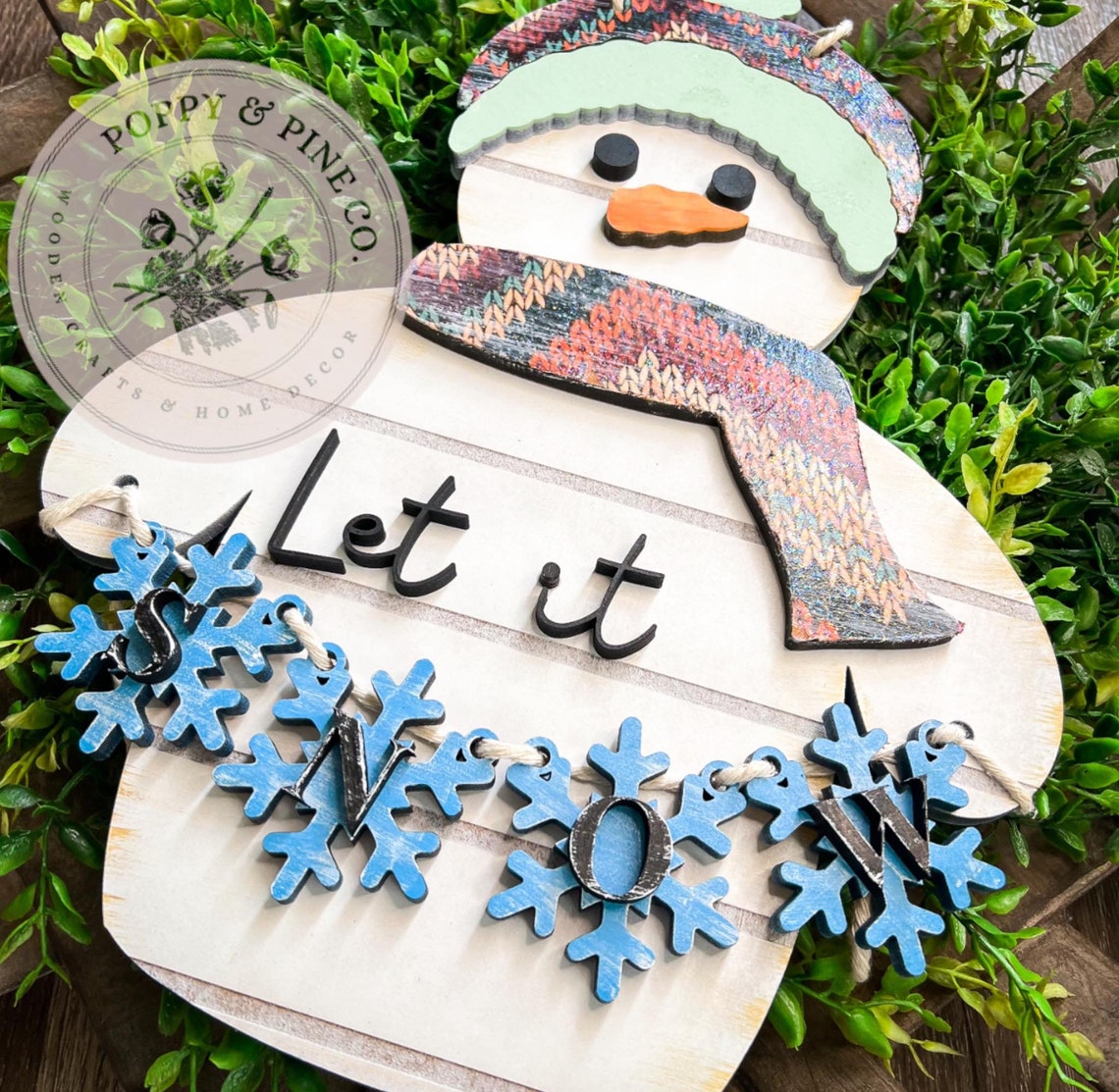 Let It Snow Snowman Sign Laser Cut File SVG Shiplap - Etsy