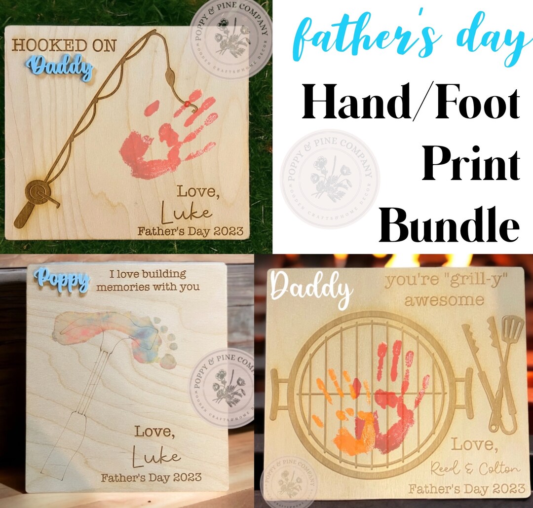 Father’s Day Handprint Footprint Bundle DIGITAL LASER - Etsy