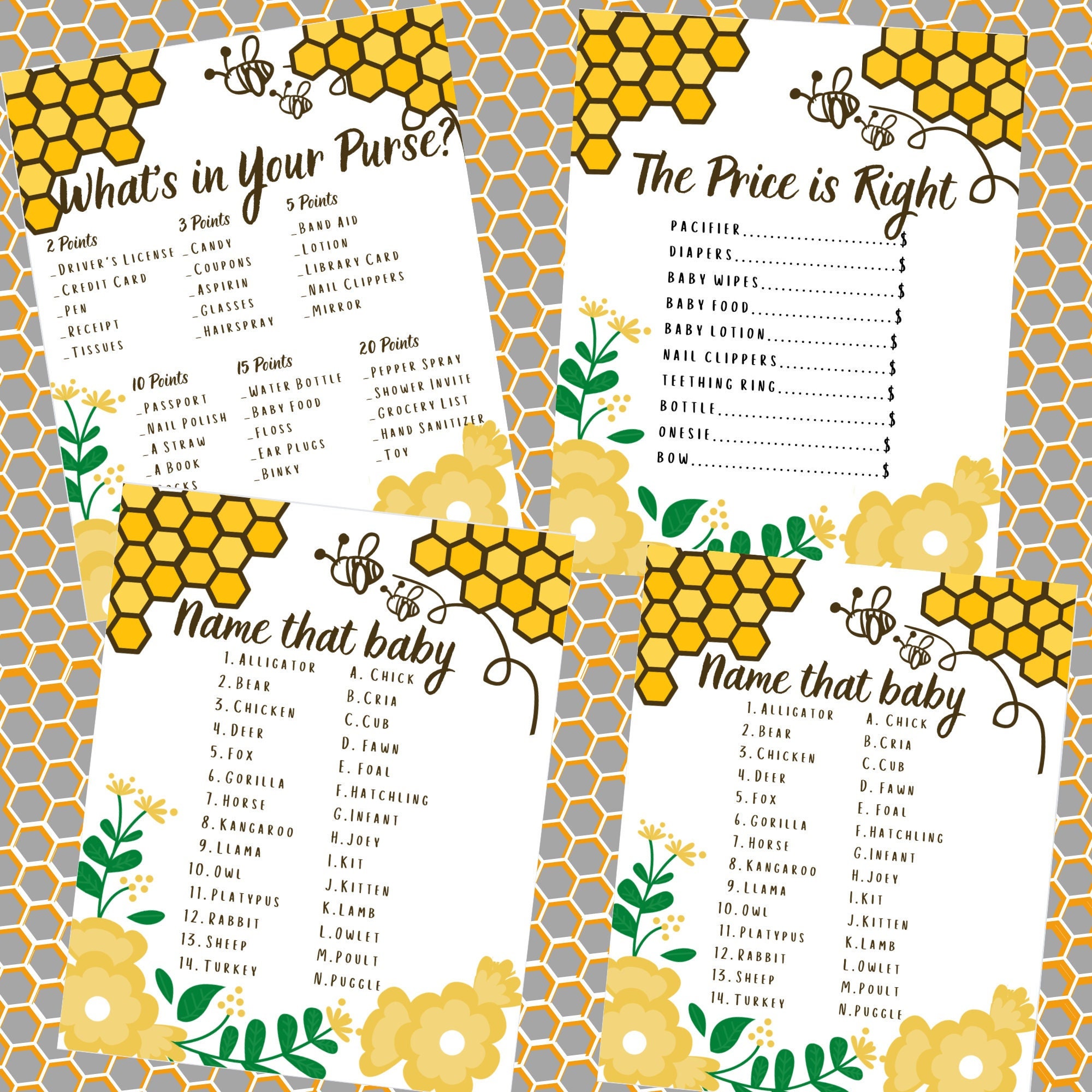 Bee Baby Shower Games - Etsy