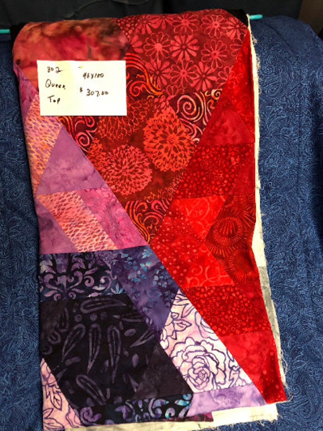Queen Size Bed Quilt Top 96 X 100 Etsy 