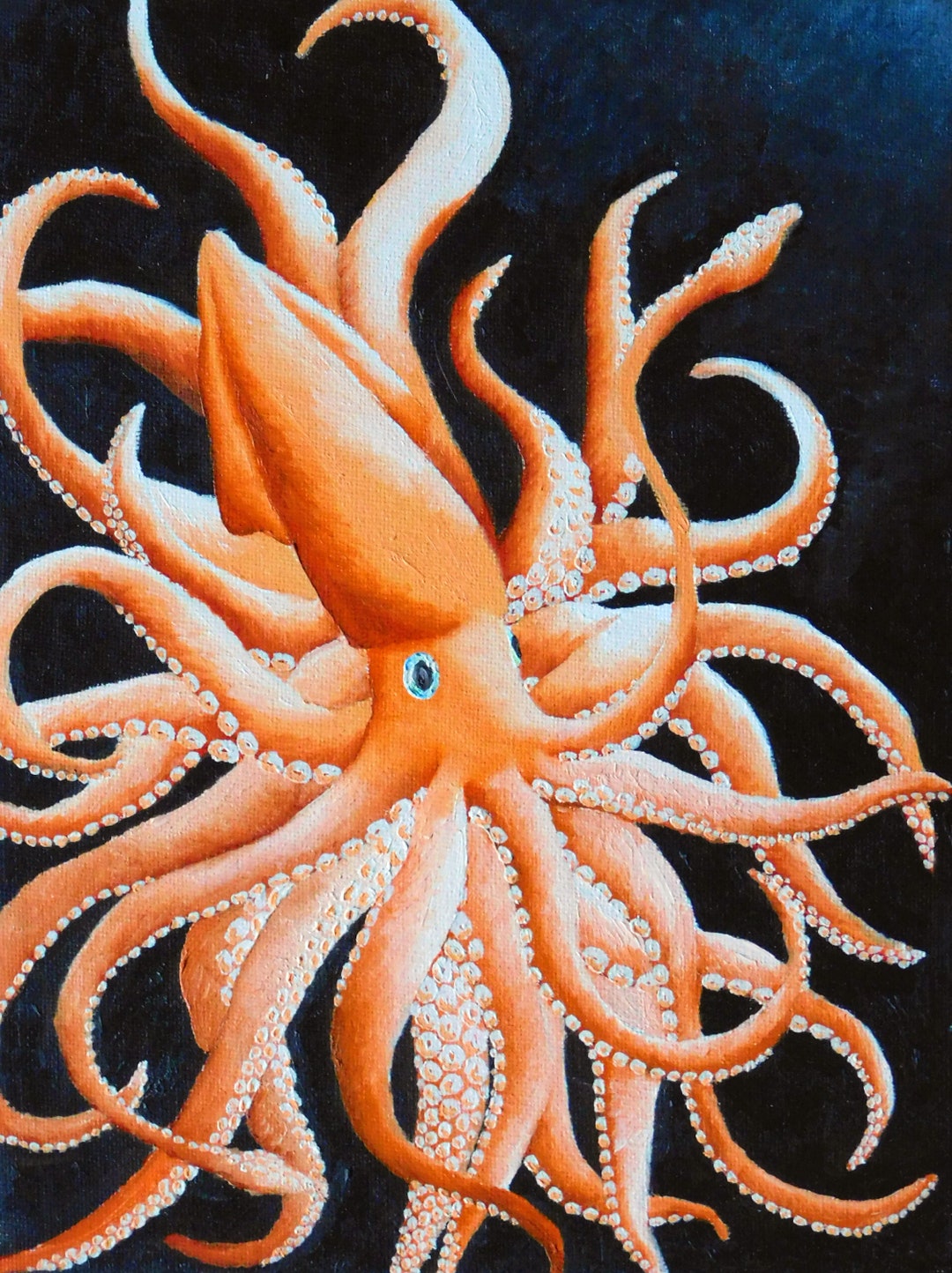 Squid Oil Painting Print - Etsy
