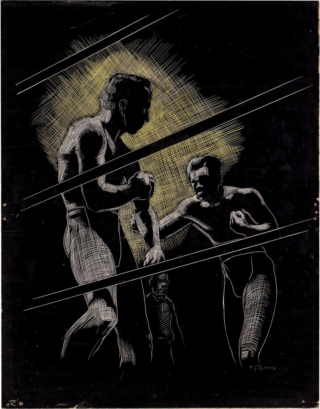 The Boxers Etching: Vintage Boxing Art Print (digital Download) - Etsy