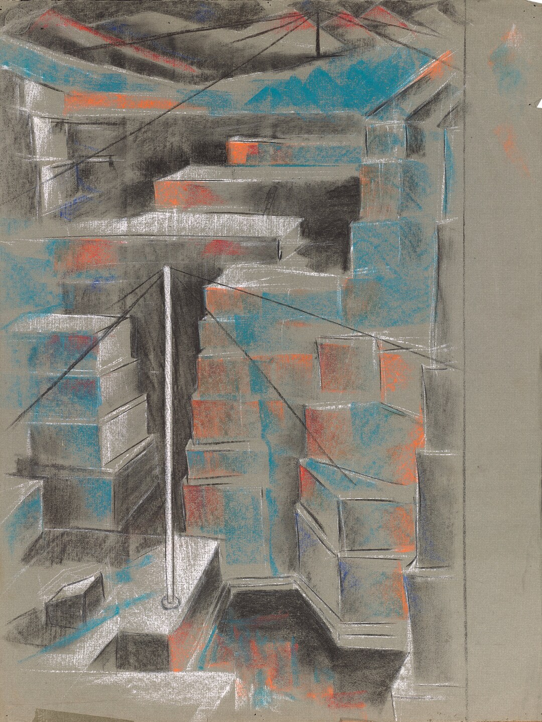 Architectural Drawing: Pastel Line Art Study (digital Download) - Etsy