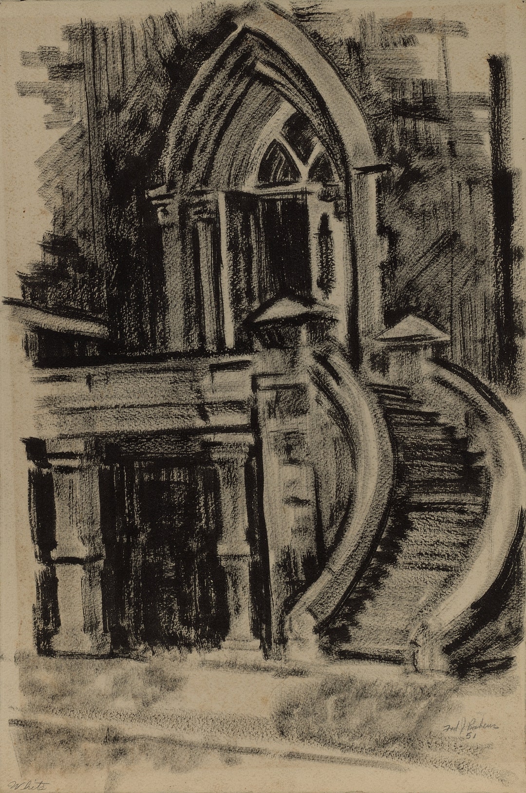 Church Entry Black Ink Drawing: Vintage Landscape (digital Download) - Etsy