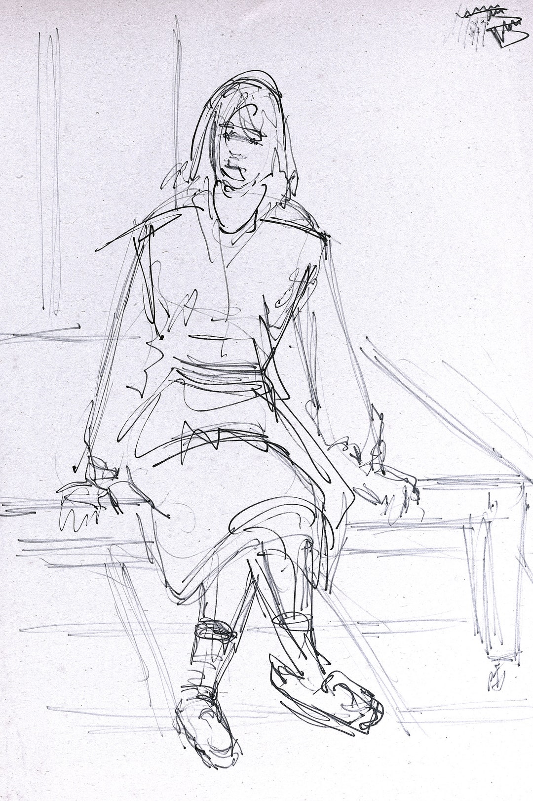1960s Figure Study: Pen and Ink Portrait Drawing (digital Download) - Etsy
