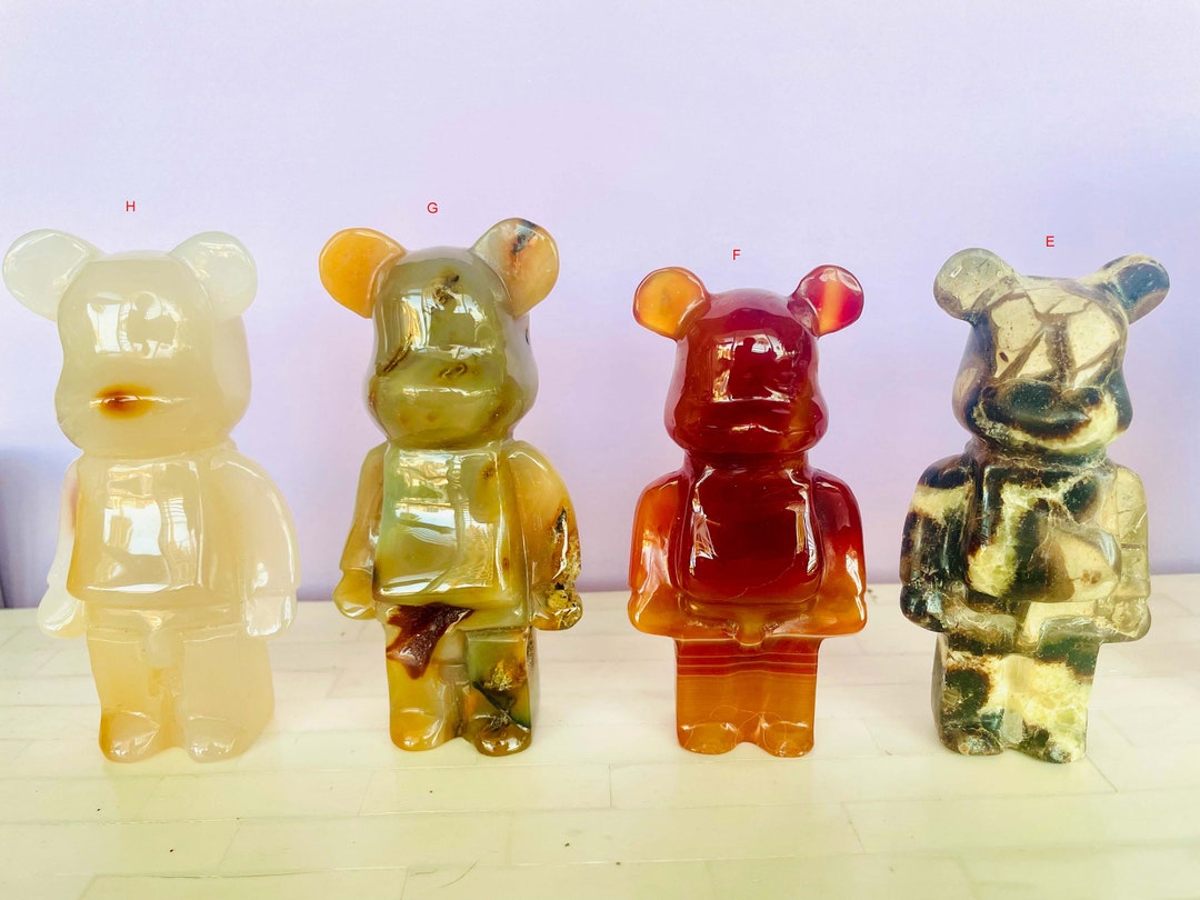 Rare 5" Natural Crystal Bearbrick Inspired, Crystal Bear Carving ...