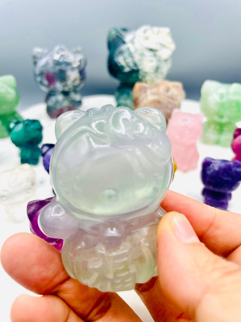 Crystal Kitty Cats Carving Hello Kitty Inspired Crystal - Etsy