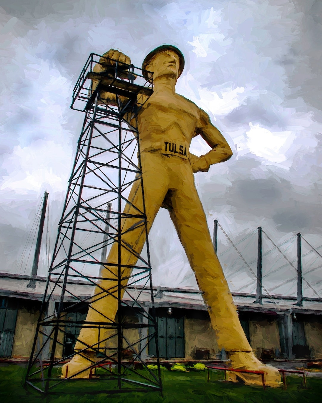Tulsa Golden Driller Print, Oklahoma Landmark Wall Art - Etsy