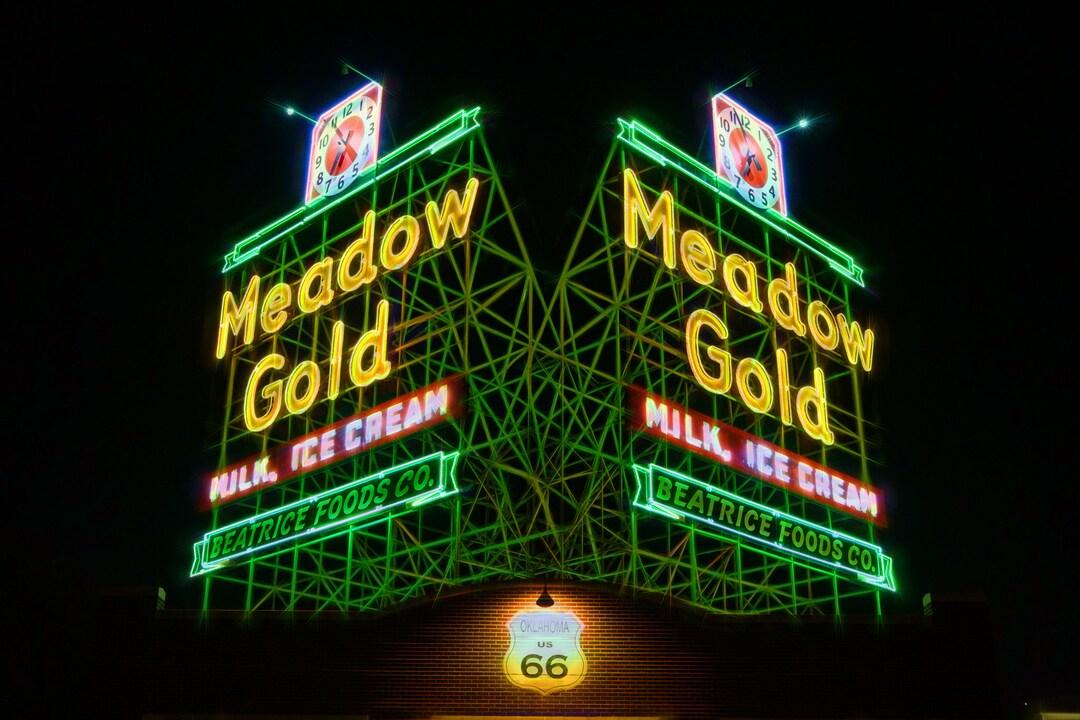 Tulsa Wall Art, Tulsa Rt 66 Meadow Gold, Tulsa Meadow Gold Sign, Meadow ...
