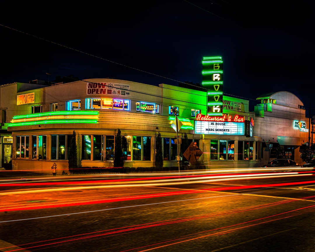 Tulsa Art Print, Tulsa Night Photo, Tulsa Brook Theater, Tulsa Wall ...