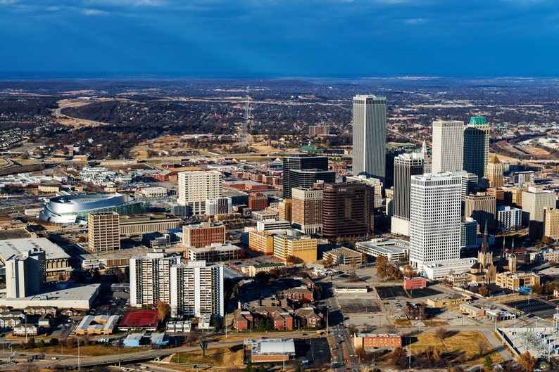 Tulsa Skyline Wall Art, Tulsa Skyline Aerial, Tulsa Skyline Print ...