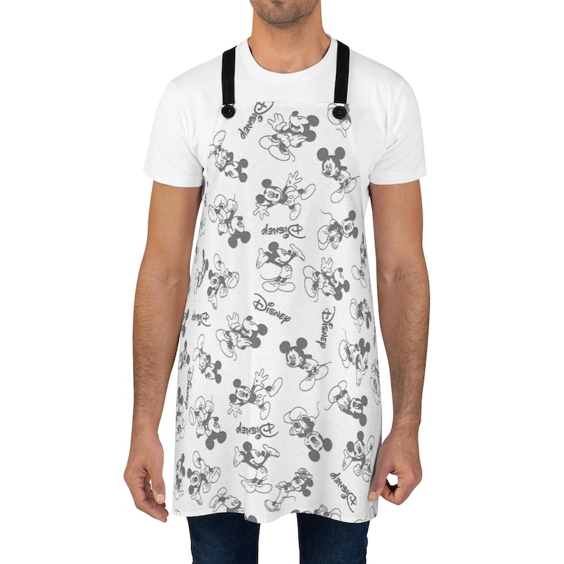 Disney Apron, Black and White Mickey Mouse Apron, Cooking Apron, Disney ...