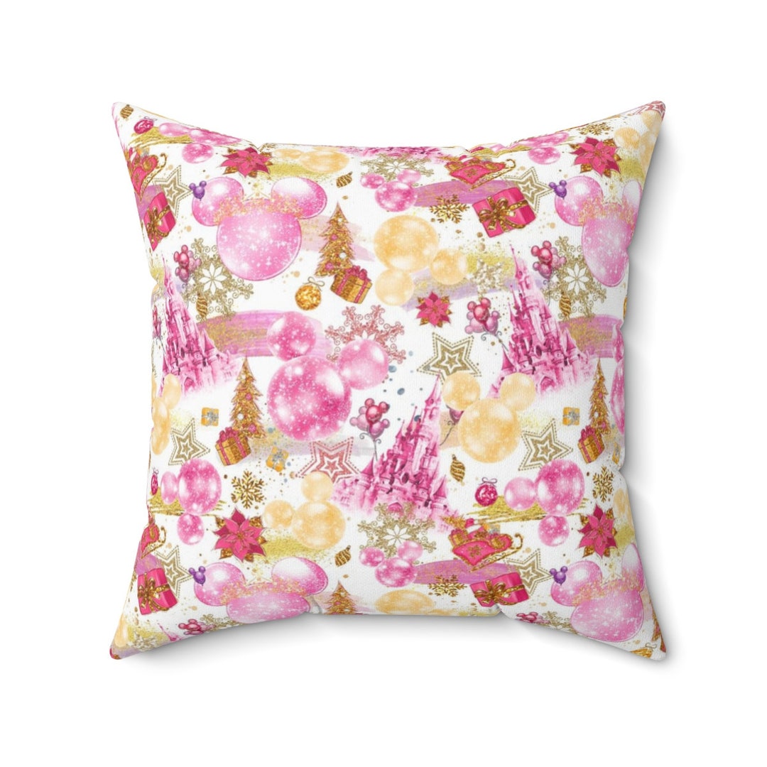 Cute Mickey Pink Christmas Pillow, Disney Cushion, Christmas Throw ...