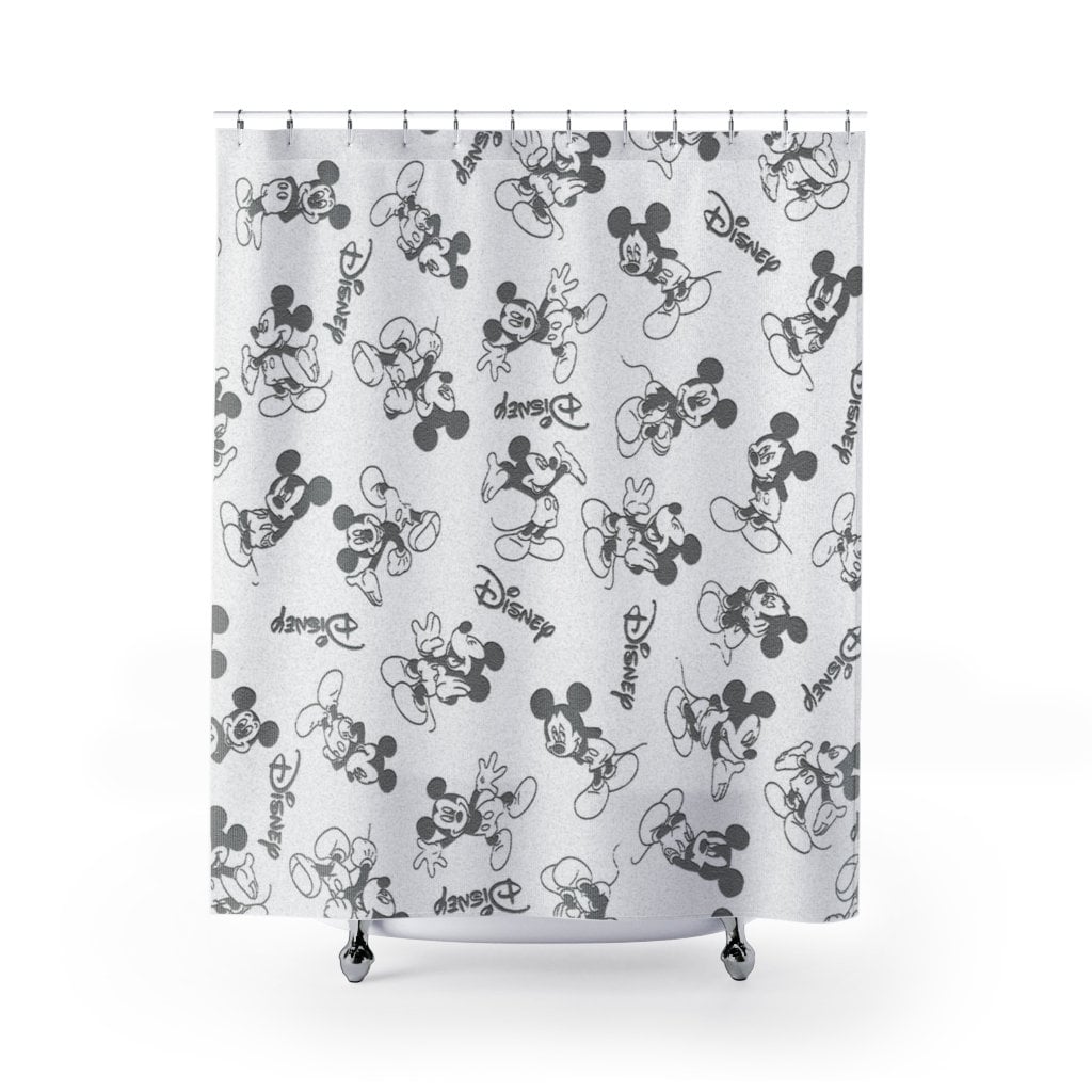 Retro Disney Shower Curtains Disney Vintage Bathroom Decor Mickey Ears ...