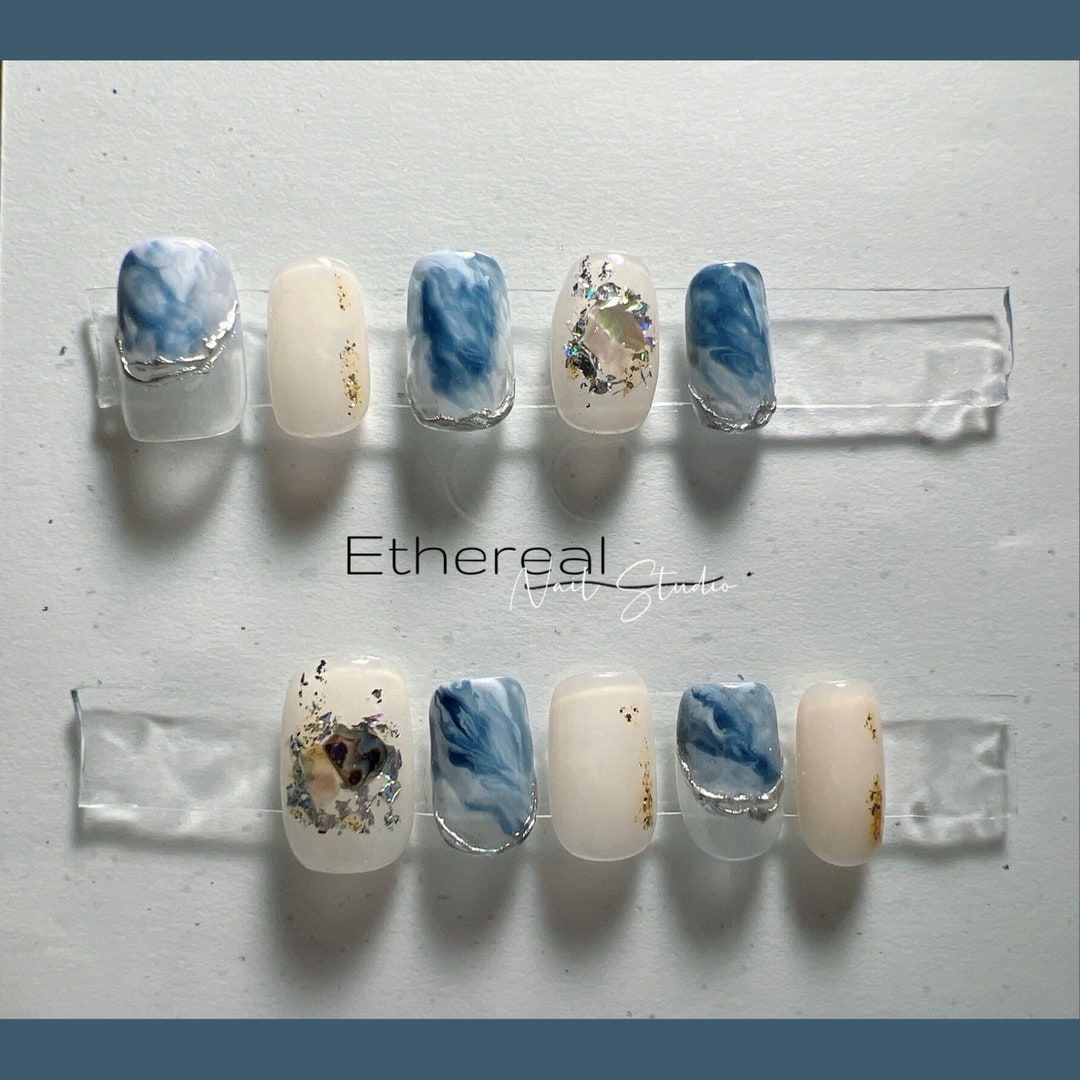 The Secret of the Ocean Fake Nails Set Luxury Press on Nailhandmade ...
