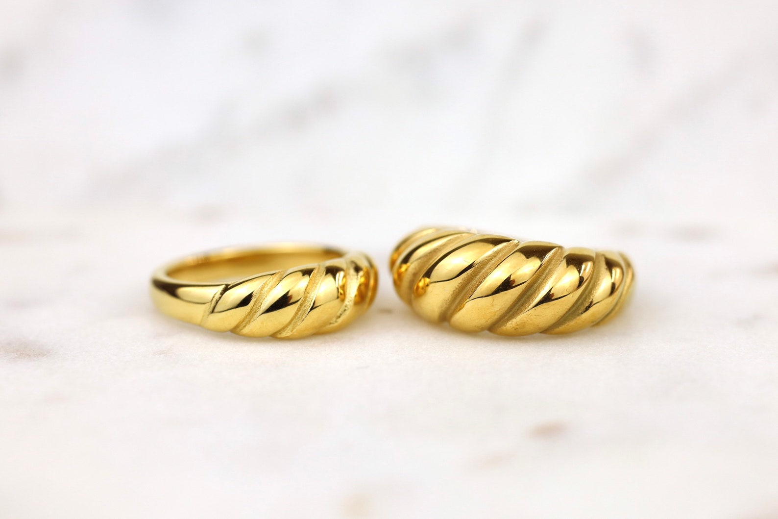 18K Gold Croissant Ring Twisted Rope Minimalist Stacking - Etsy