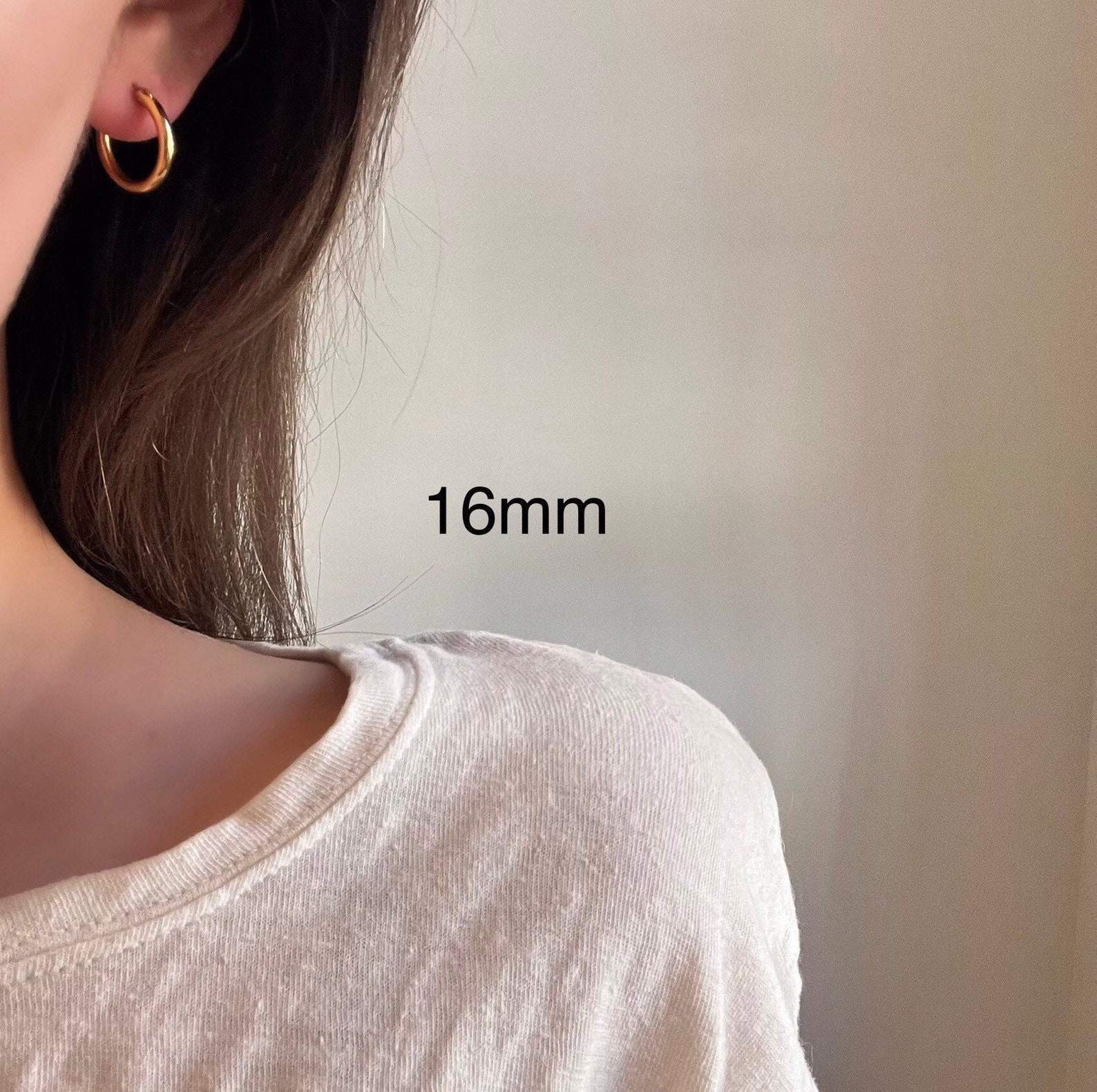 18K Gold Hoop Earrings Minimalist Simple Plain Design - Etsy