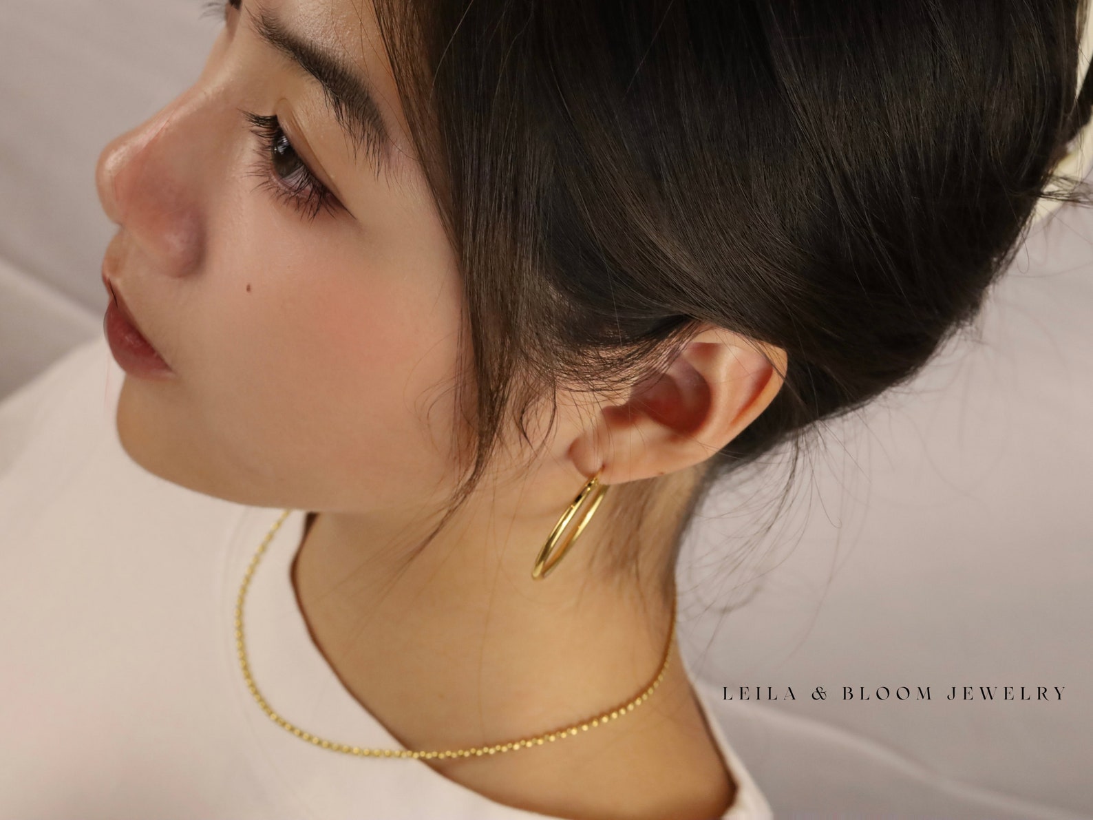18K Gold Hoop Earrings Minimalist Simple Plain Design - Etsy