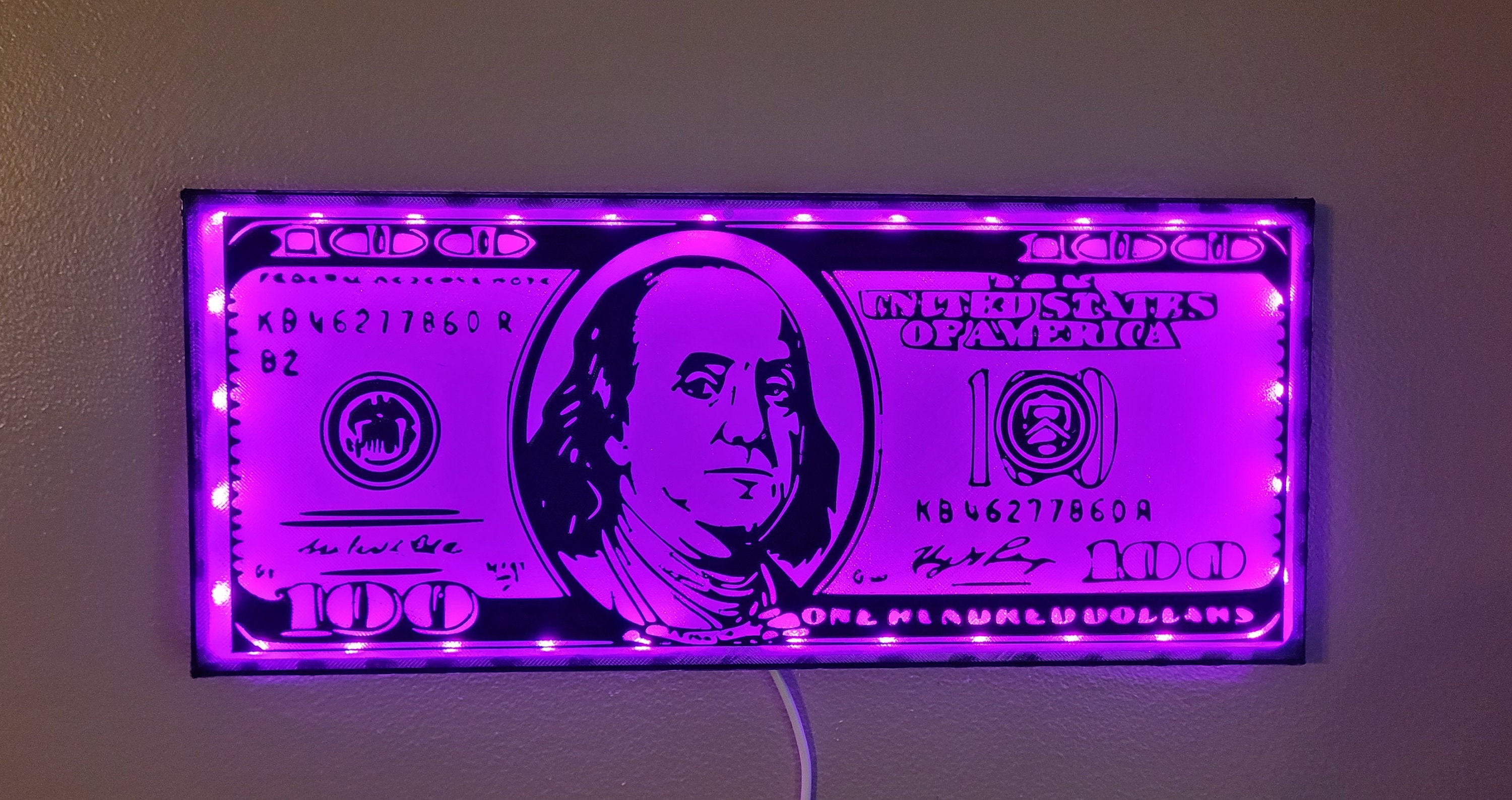 LED Light 100 Dollar Bill Design, 15 Wide Wall Decor, Money Sign ...