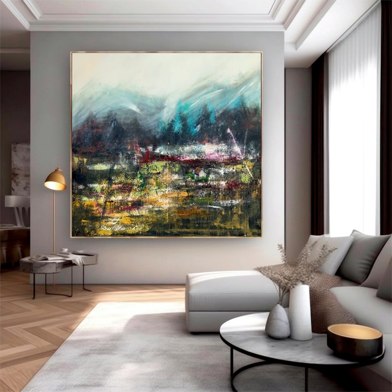 Abstract Landscape Painting for Living Room Textured Landscape Office ...