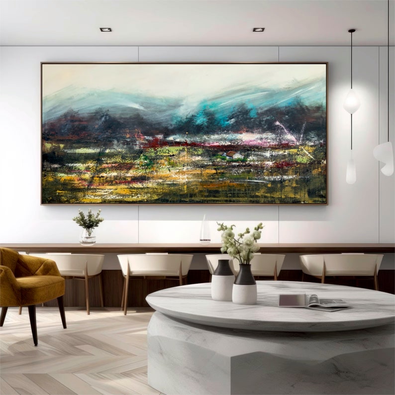 Abstract Landscape Painting for Living Room Textured Landscape Office ...