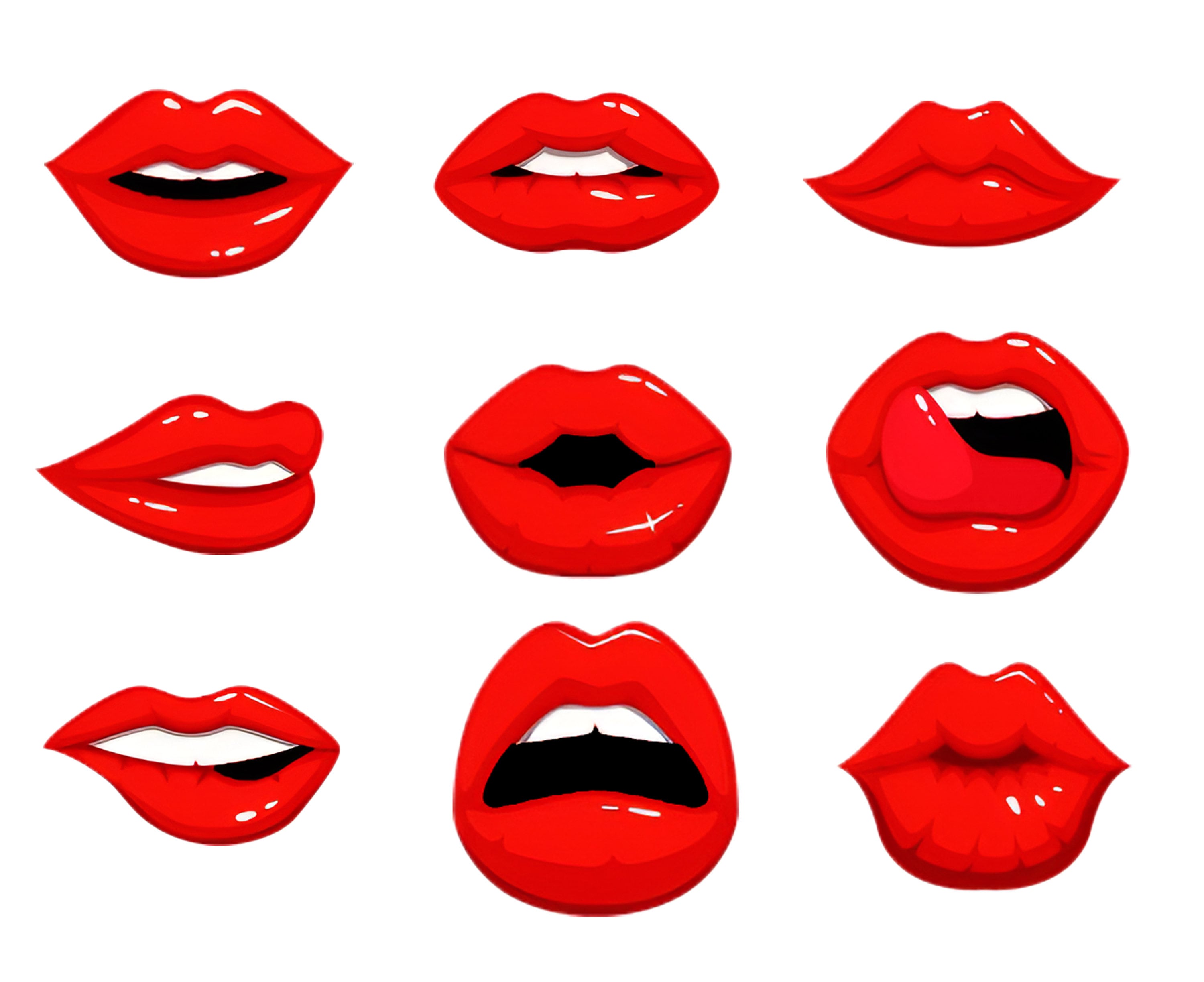 Set of 9 , 2" Cartoon Lips Vinyl Stickers - Etsy
