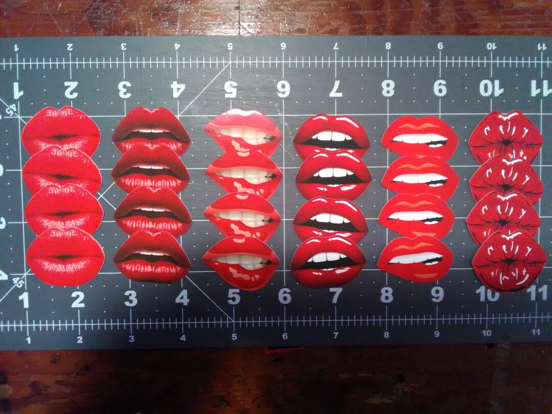 24 Pack (4 of Each Style) of 1.5" Glossy Vinyl Sultry Lips Stickers - Etsy