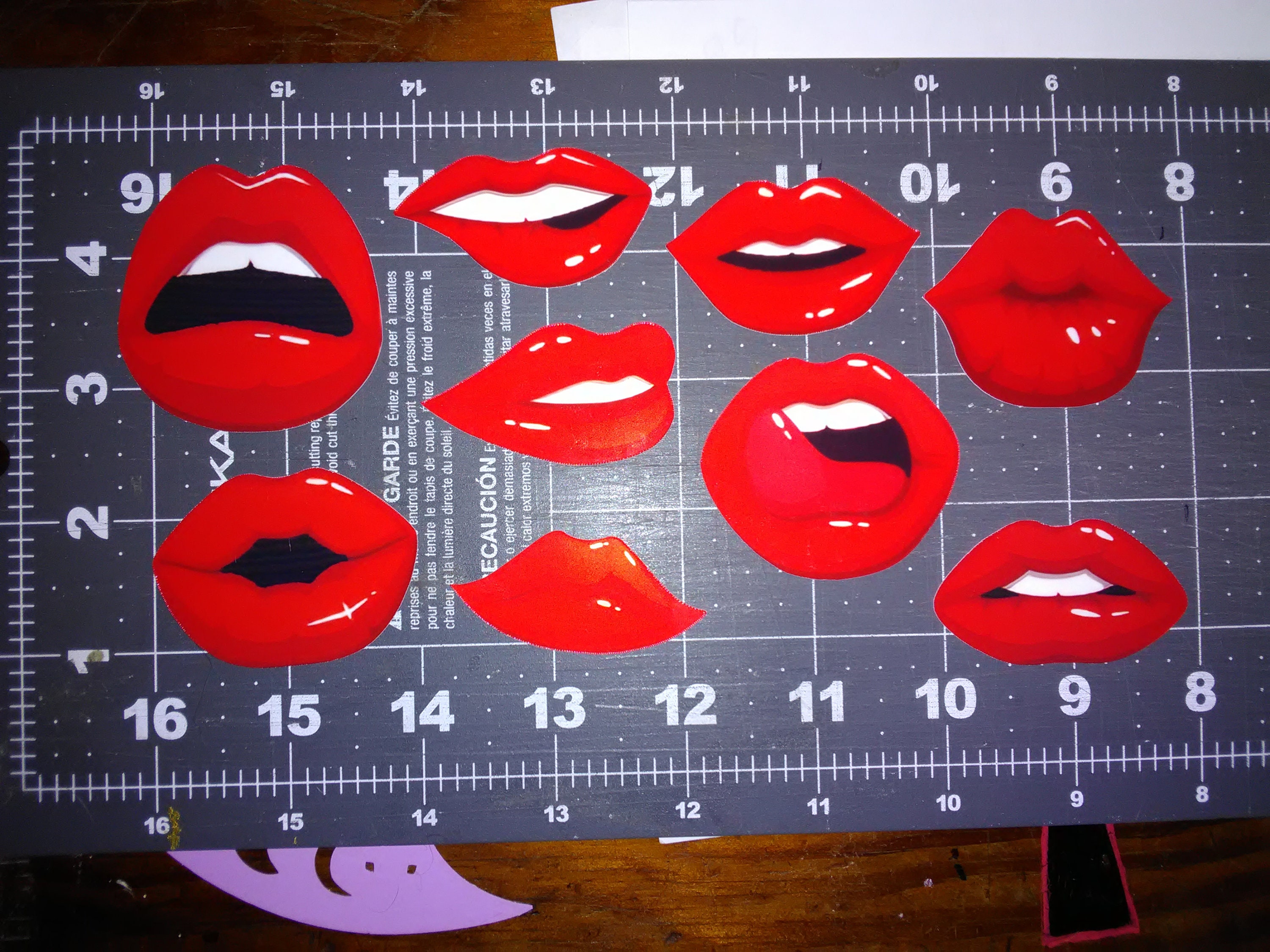 Set of 9 , 2" Cartoon Lips Vinyl Stickers - Etsy