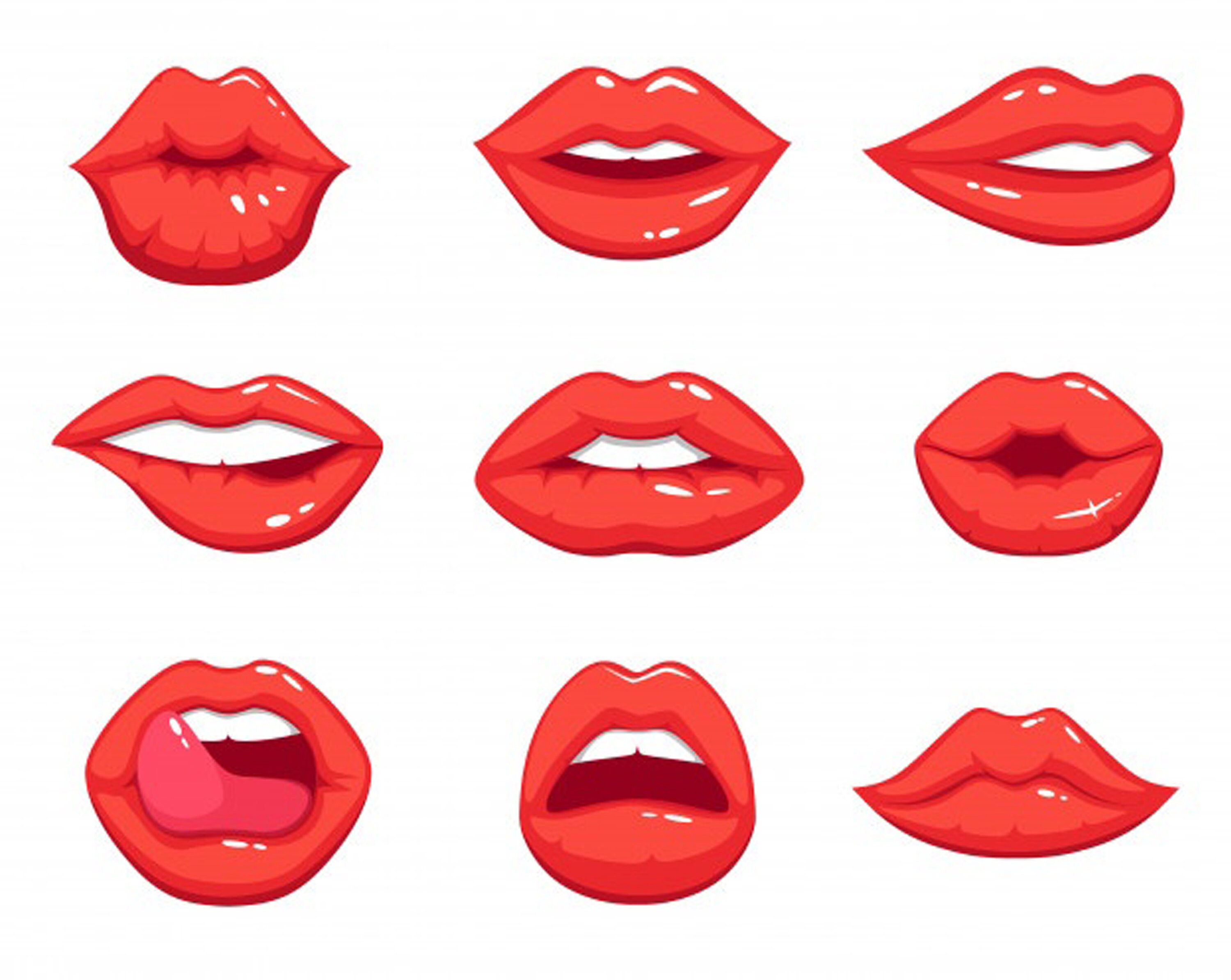 Set of 9 , 2 Cartoon Lips Vinyl Stickers - Etsy