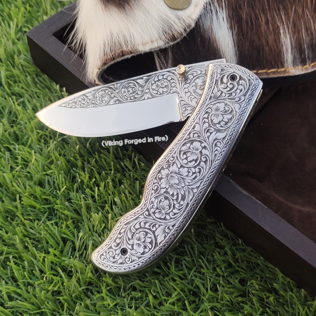 Custom Hand Engraved Knife, Pocket Knife, Folding Knife With Customized ...
